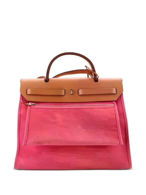 Hermès Herbag Zip Leather And Toile 31 Shoulder Bag - Pink
