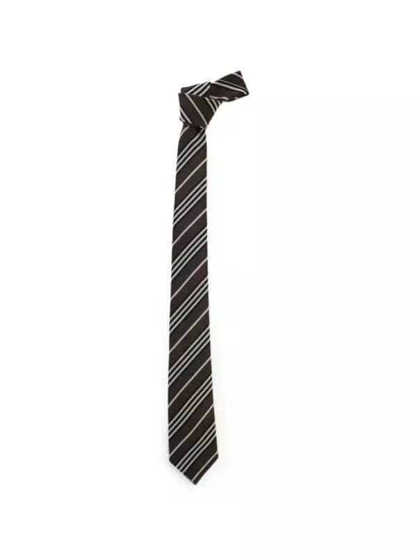Saint Laurent Striped Tie In Silk