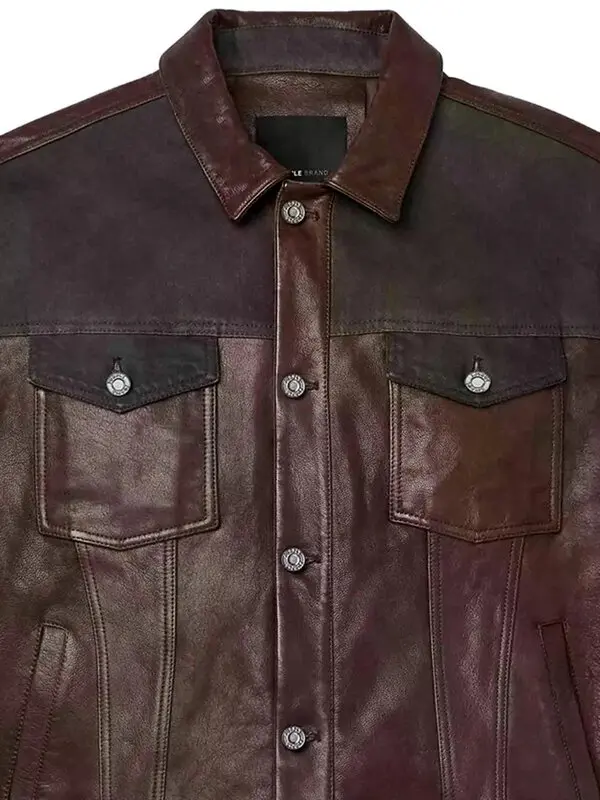PURPLE BRAND Leather-panelled Denim Jacket