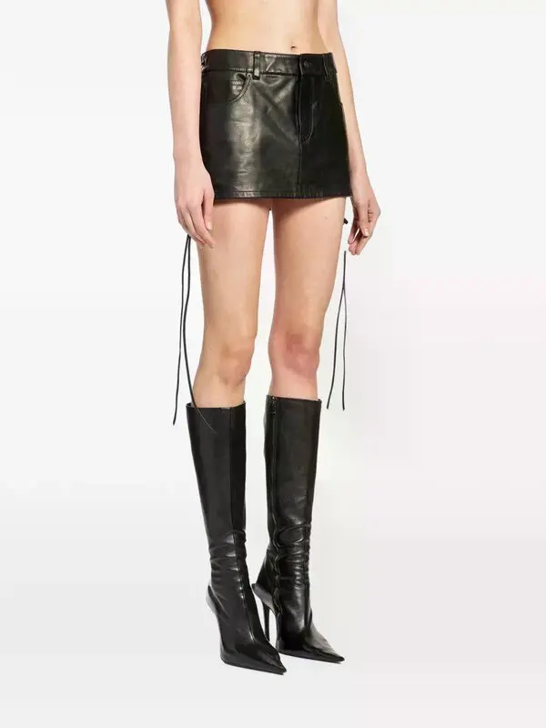 Balenciaga Laced-up Leather Mini Skirt