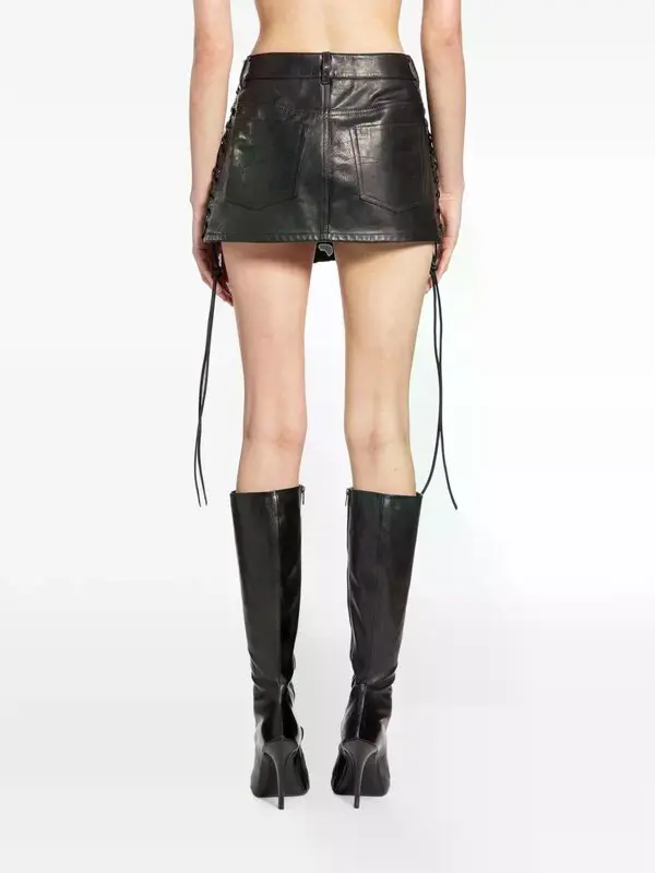 Balenciaga Laced-up Leather Mini Skirt