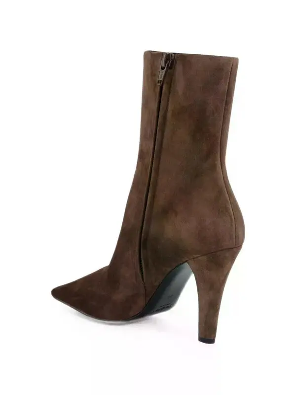 Saint Laurent Jill Pointed-toe Calf Suede Ankle Boots