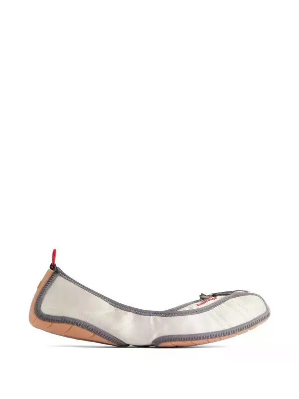 Balenciaga Bow-detail Logo-embroidered Ballet Flats - White