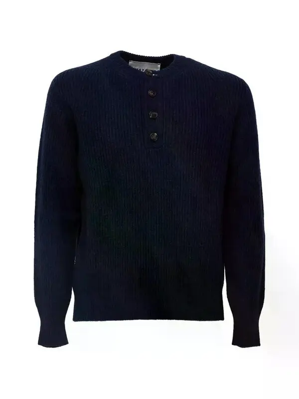 AMARANTO Ribbed-knit Henley Sweater