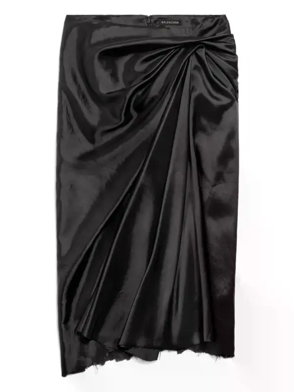 Balenciaga Draped Raw-edge Midi Skirt