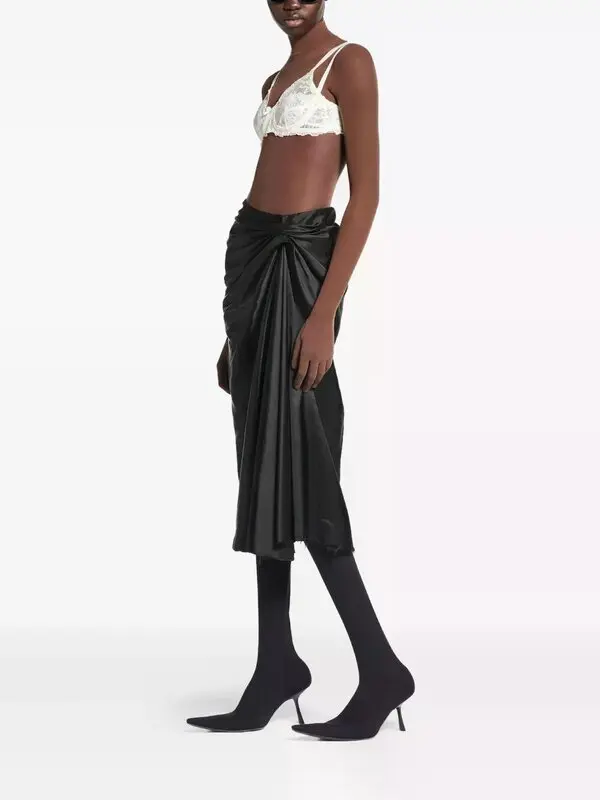 Balenciaga Draped Raw-edge Midi Skirt