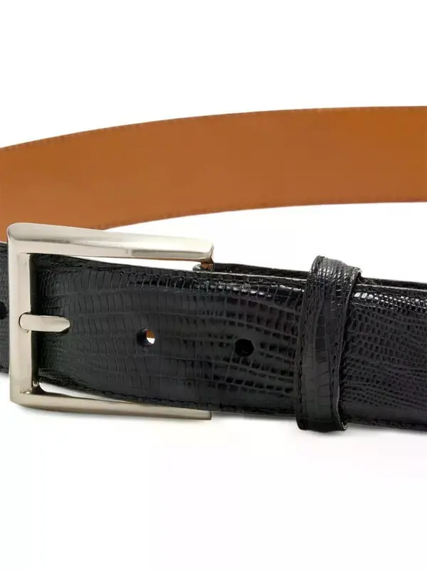 Magnanni Cocoarcade Lizard-effect Leather Belt - Black