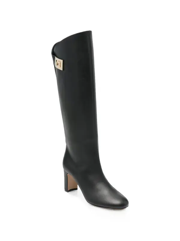 FERRAGAMO Elli Gancini-buckle Leather Boots - Black