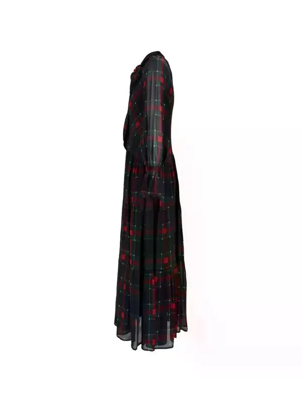 SHIRTAPORTER Tartan-print Tiered Maxi Dress