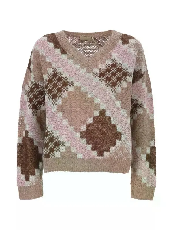 PENNYBLACK Argyle-knit V-neck Sweater