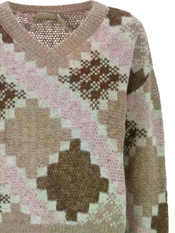 PENNYBLACK Argyle-knit V-neck Sweater