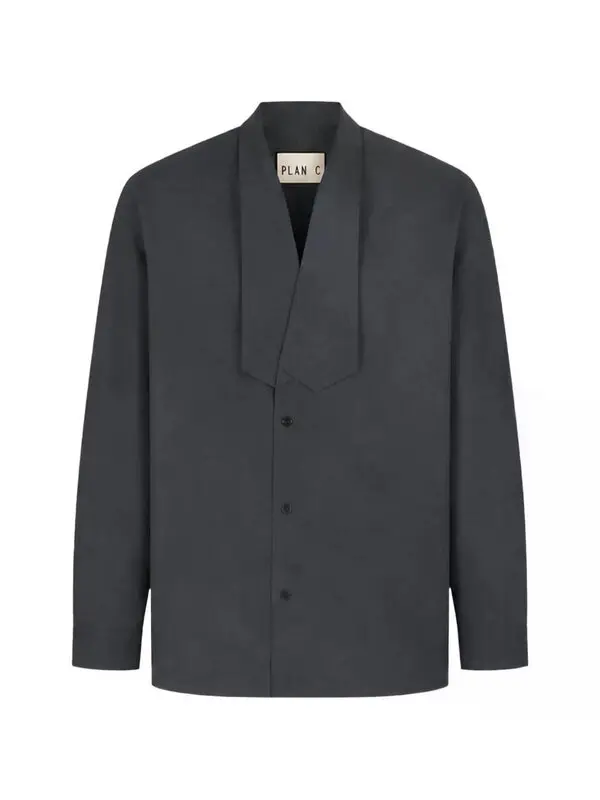 Plan C Scarf-detail Long-sleeve Shirt - Grey
