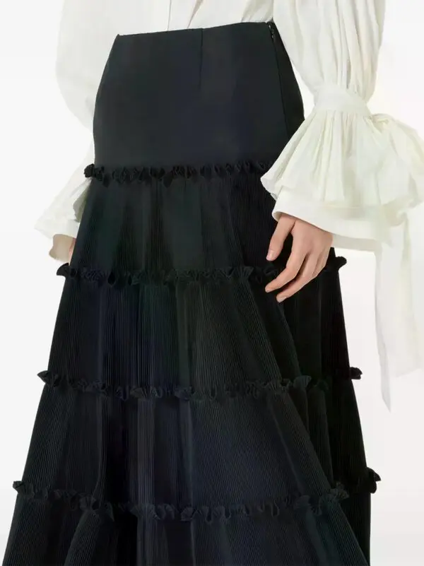Blumarine Pleated Ruffled Maxi Skirt