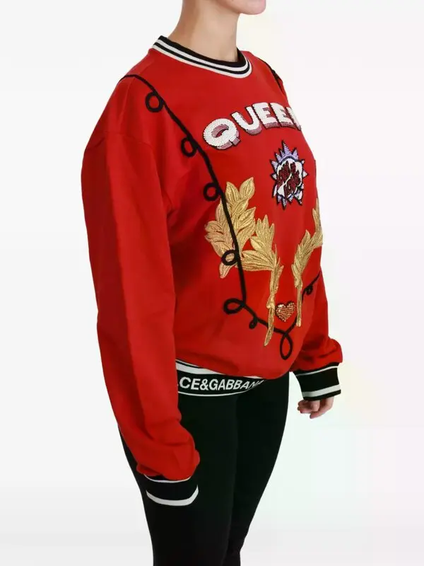 Dolce & Gabbana Sequin-embellished Embroidered Sweater - Red