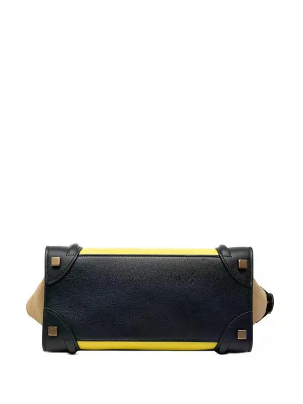 Celine 2014 Micro Tricolor Calfskin And Suede Luggage Tote Bag - Yellow