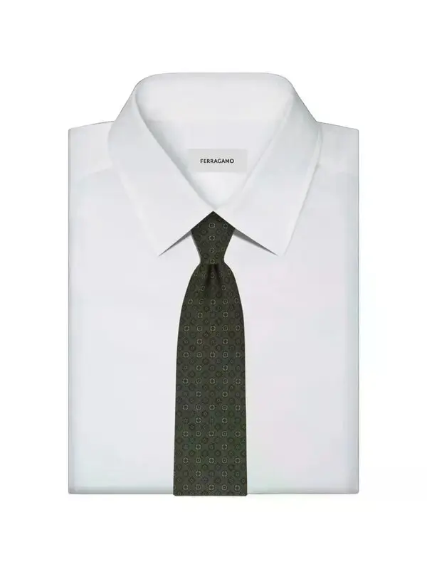 FERRAGAMO Micro-pattern Silk Tie