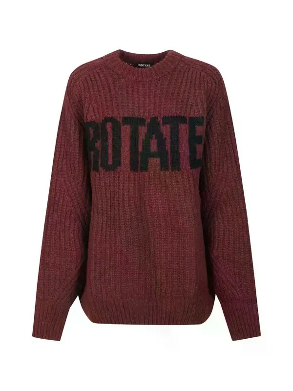 ROTATE BY BIRGER CHRISTENSEN Logo-intarsia Ribbed-knit Sweater - Red