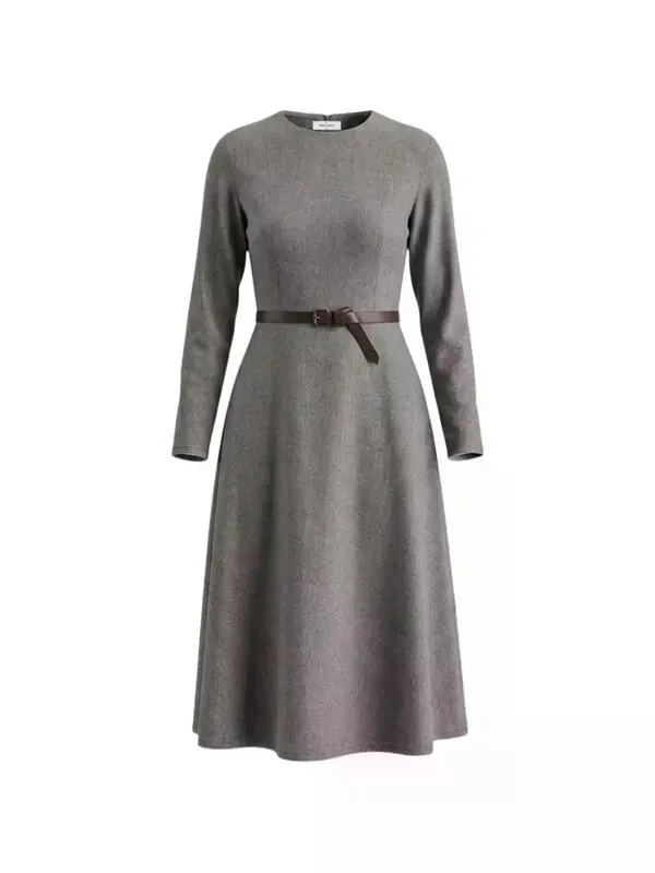 GRAN SASSO Belted Long-sleeve Midi Dress