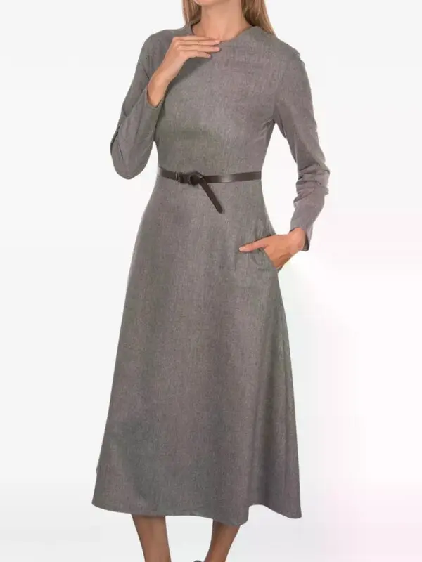 GRAN SASSO Belted Long-sleeve Midi Dress