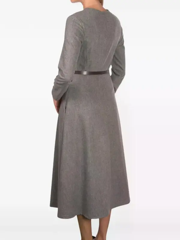GRAN SASSO Belted Long-sleeve Midi Dress