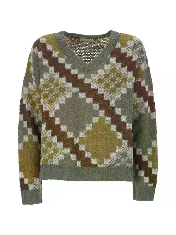 PENNYBLACK Argyle-knit V-neck Sweater