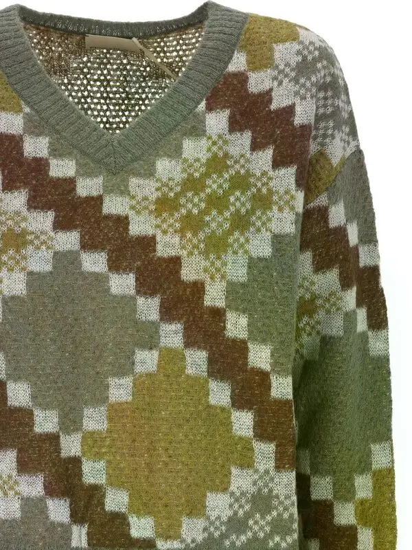 PENNYBLACK Argyle-knit V-neck Sweater