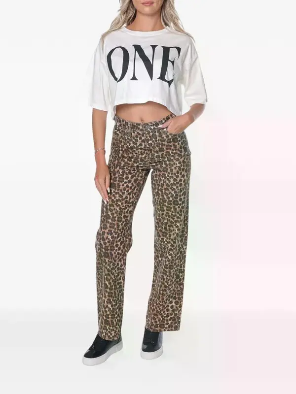 Dkny Leopard-print Straight-leg Jeans