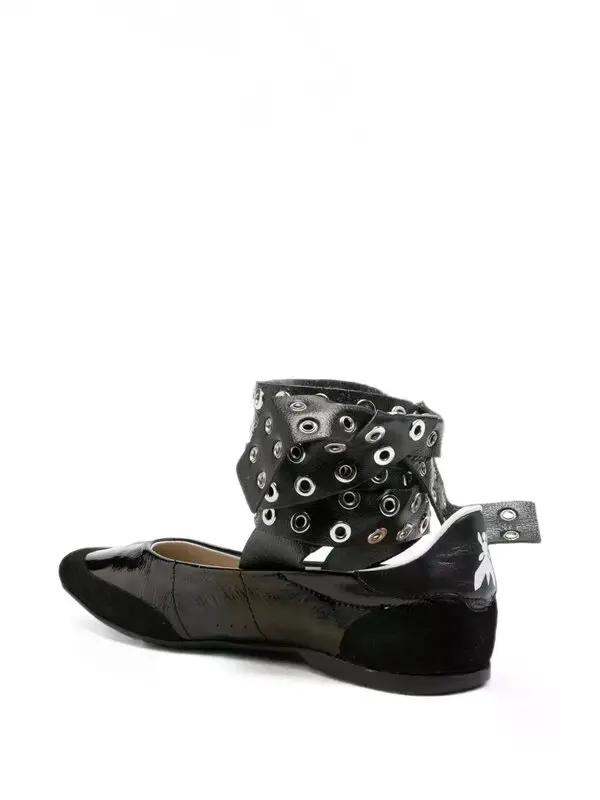 Patrizia Pepe Eyelet-embellished Wrap-around Ballet Flats
