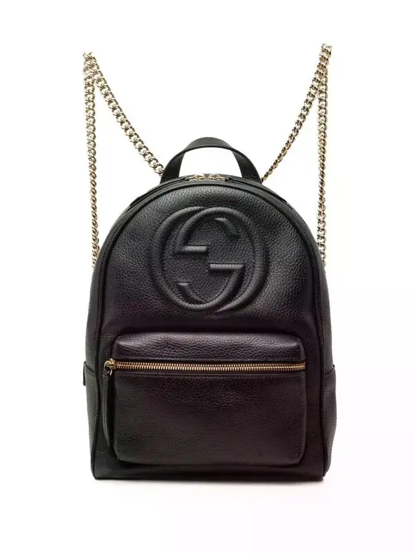 Gucci 2000-2015 Pebbled Calfskin Soho Chain Backpack - Black
