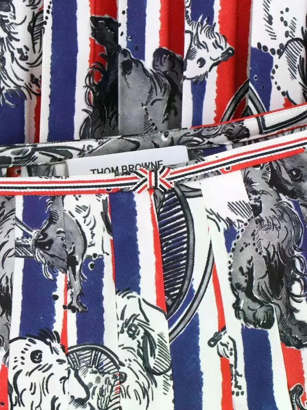 Thom Browne Striped-pattern Graphic-print Pleated Maxi Skirt