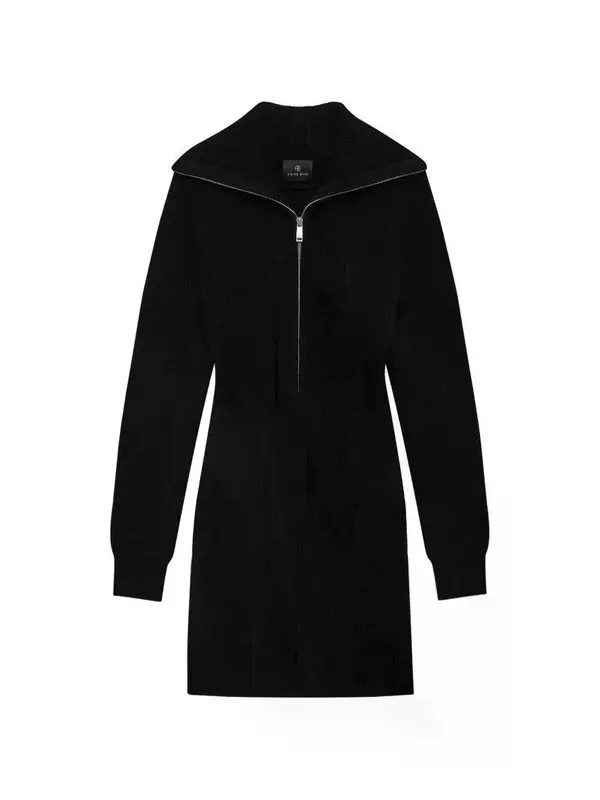 ANINE BING June Trucker Collar Dress - Black