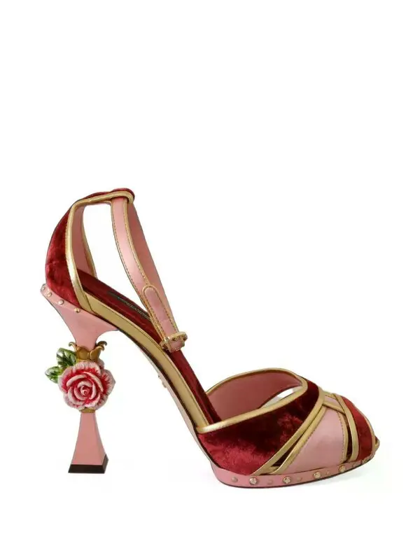 Dolce & Gabbana Rose-embellished Velvet Sandals