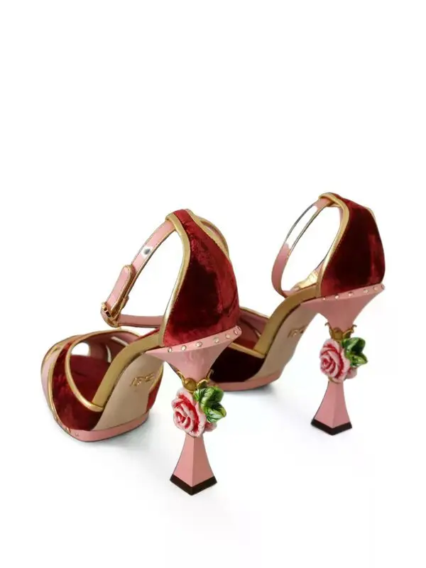 Dolce & Gabbana Rose-embellished Velvet Sandals