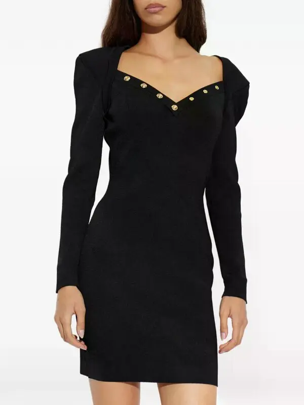 Balmain Button-embellished Padded-shoulder Mini Dress
