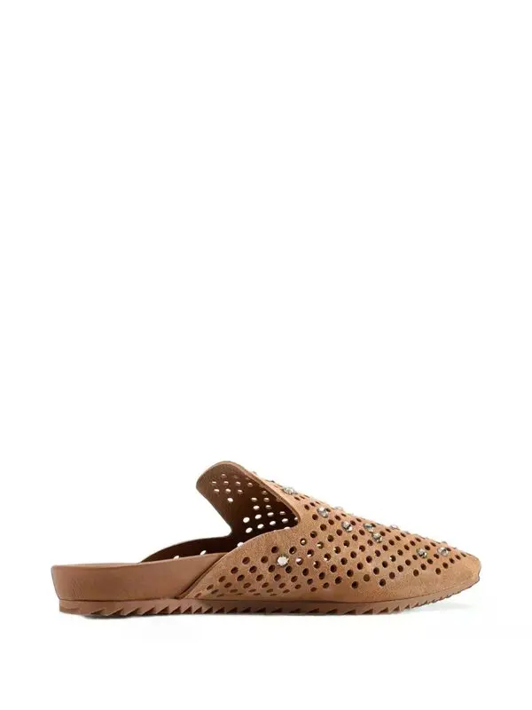 PEDRO GARCIA Braidy Crystal-embellished Flat Mules