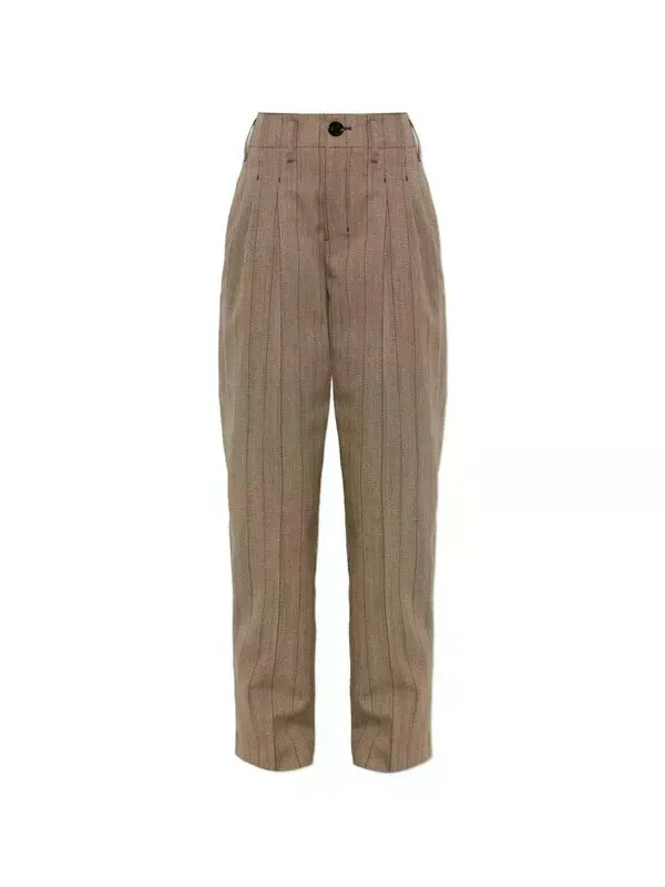 AMI Paris Brown Striped Wool Two-pleats Trousers