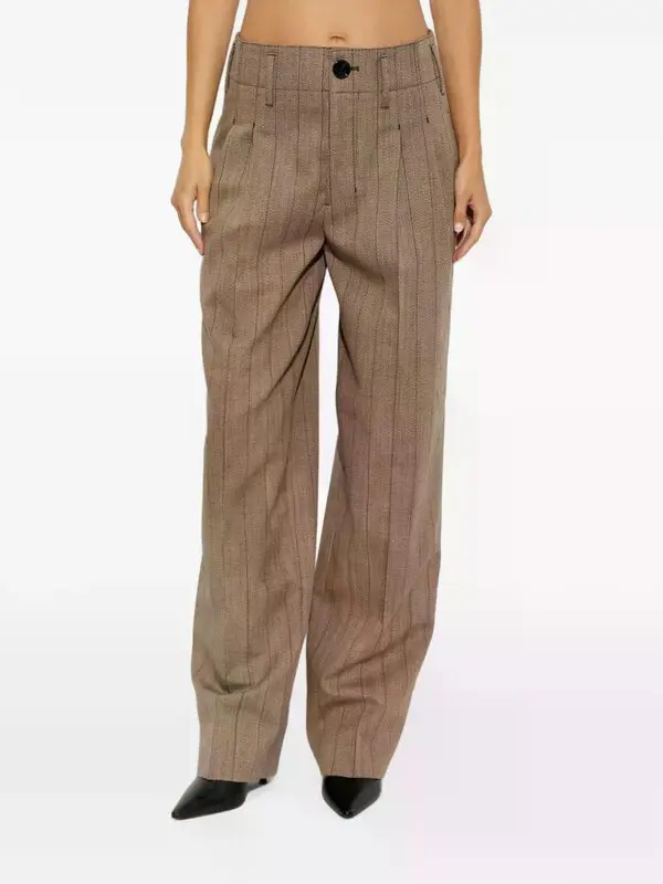 AMI Paris Brown Striped Wool Two-pleats Trousers