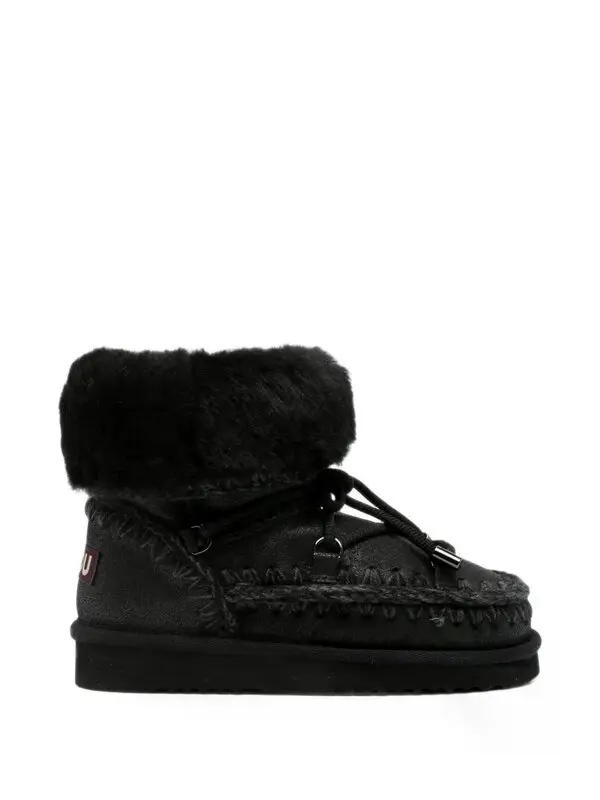 Mou Lace-up Crochet-trim Ankle Boots
