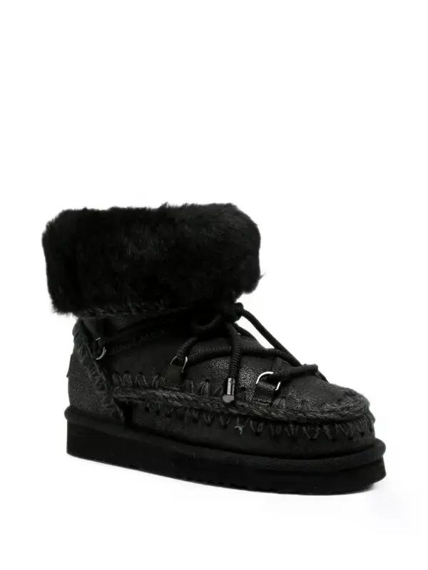 Mou Lace-up Crochet-trim Ankle Boots