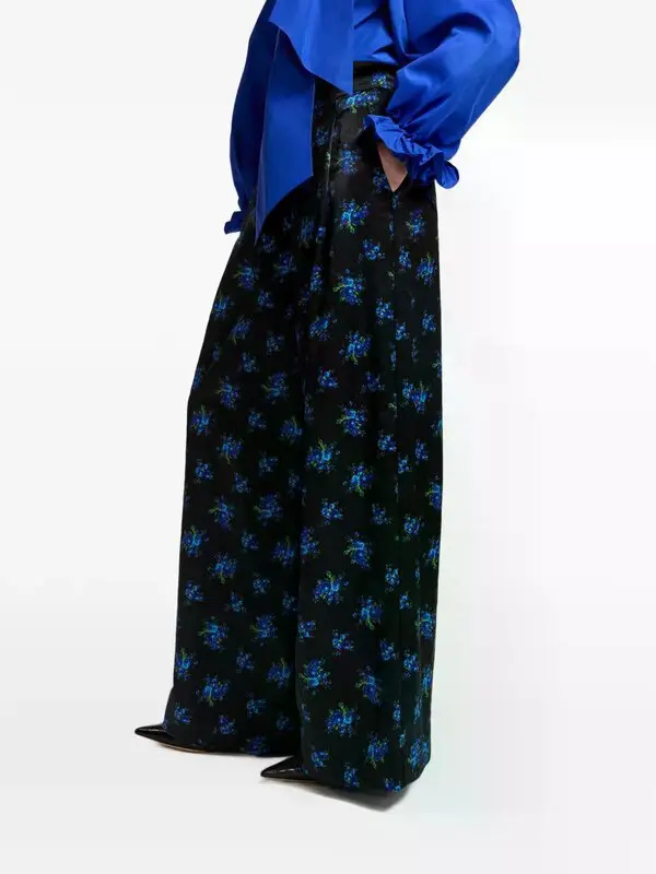 Essentiel Antwerp Karmen Floral-print Palazzo Pants - Black