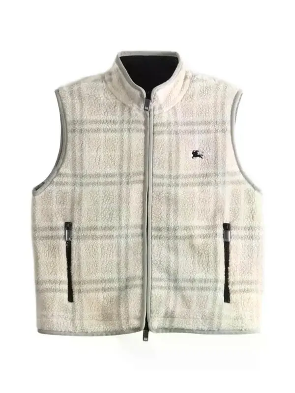 Burberry Check Wool Cashmere-blend Fleece Gilet - Neutrals