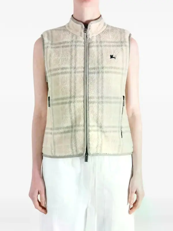 Burberry Check Wool Cashmere-blend Fleece Gilet