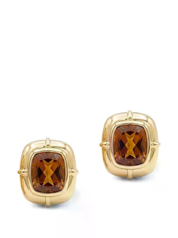 Goshwara Zircon Cushion Earrings - Gold
