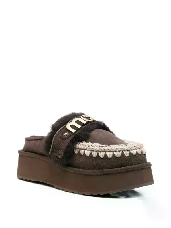 Mou Logo-plaque Crochet-trim Slippers