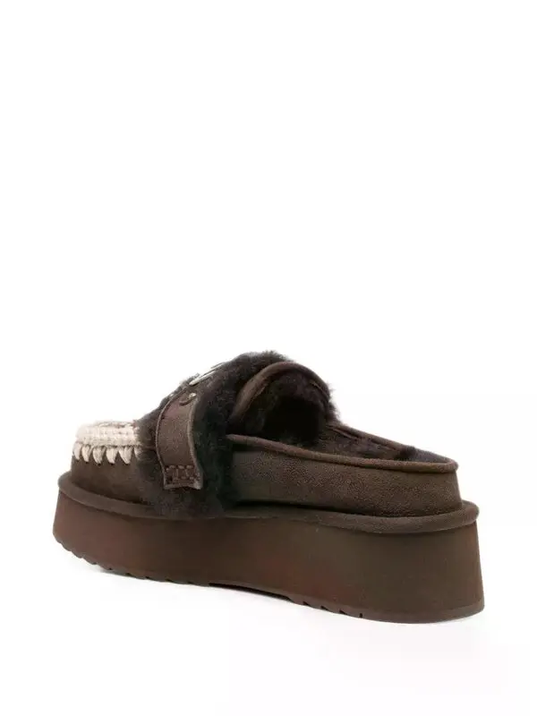 Mou Logo-plaque Crochet-trim Slippers