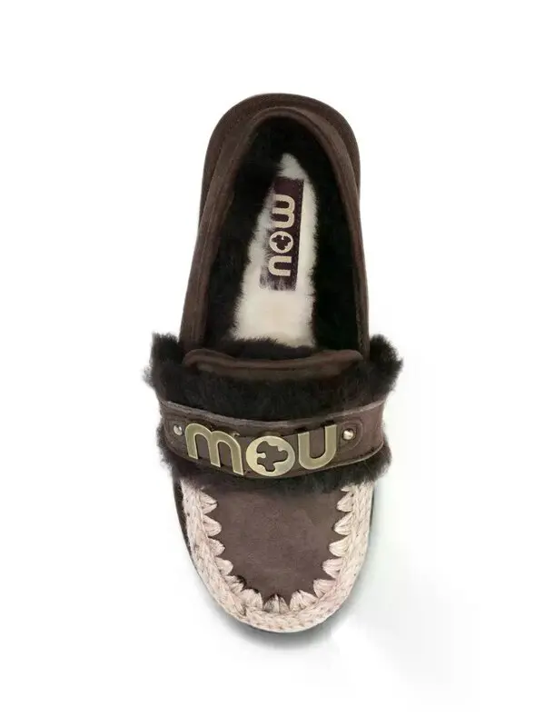 Mou Logo-plaque Crochet-trim Slippers