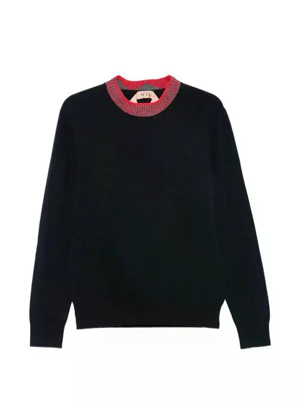 N°21 Contrast-trim Crew-neck Sweater