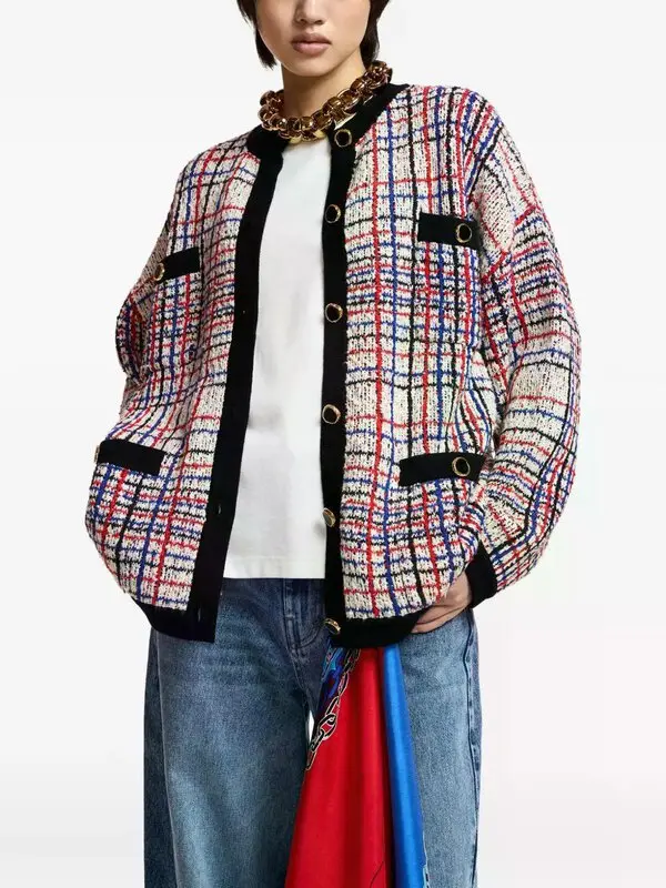 Essentiel Antwerp Kannel Checked-knit Cardigan - Neutrals