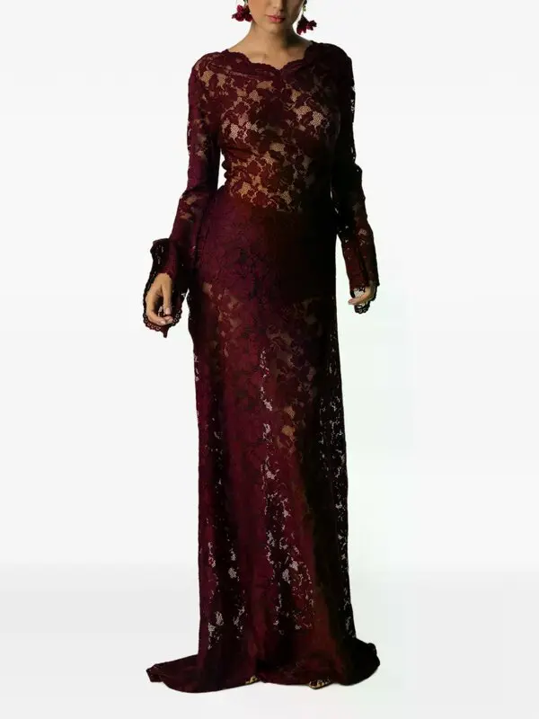 MIAU BY CLARA ROTESCU Amarante Long-sleeve Maxi Dress