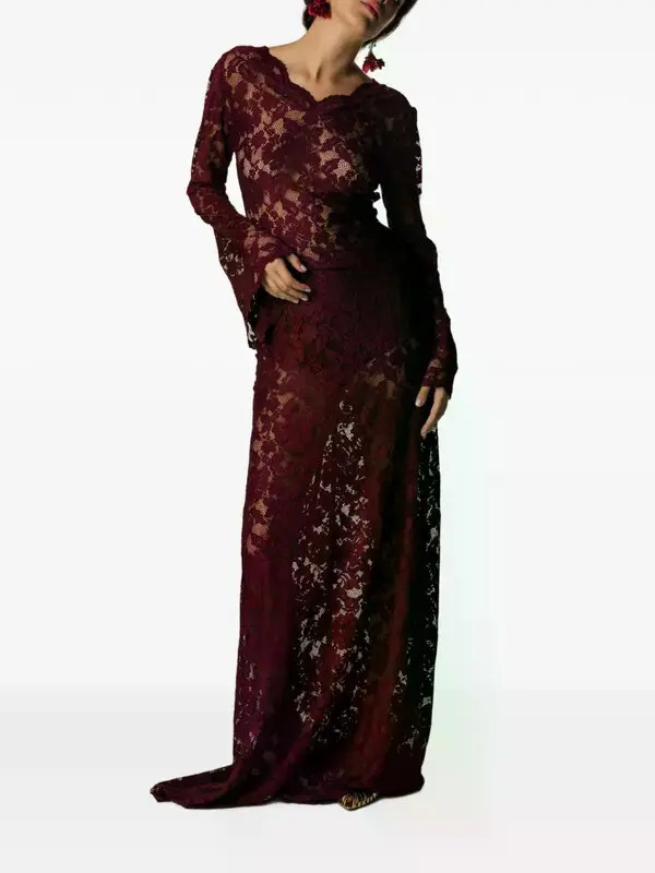 MIAU BY CLARA ROTESCU Amarante Long-sleeve Maxi Dress